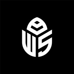 Ws monogram logo with shield shape design template