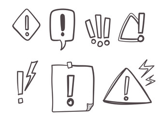 Hand drawn warning sign exclamation mark alert Vector Image