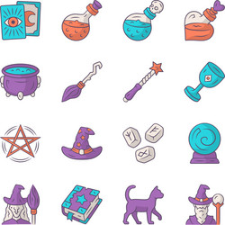 Cartoon magic items witchcraft alchemy mystery Vector Image