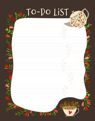 To do list template design for notes a5 format Vector Image
