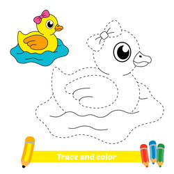 Trace and color for kids duck Royalty Free Vector Image
