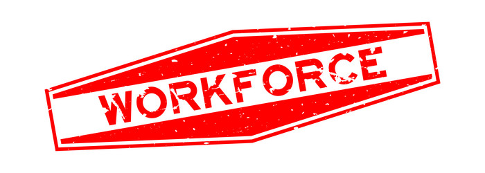 Grunge green workforce word hexagon rubber seal Vector Image