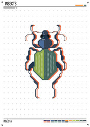 Geometric bug or beetle insect on poster Vector Image