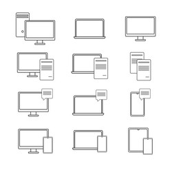 Electronic devices in outline style Royalty Free Vector