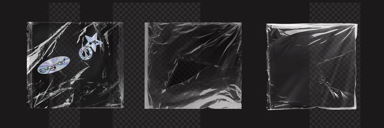 Realistic plastic wrap overlay set Royalty Free Vector Image