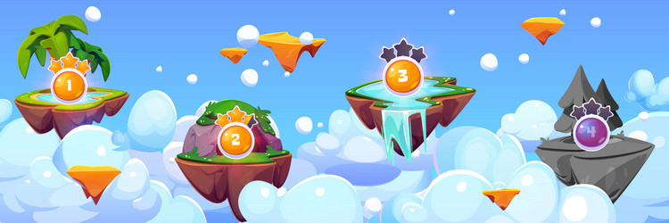 Set of floating islands game Royalty Free Vector Image