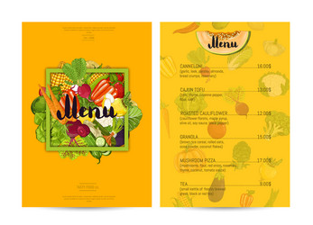 Vegetarian menu template design with vegetables Vector Image