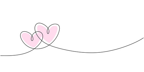 Continuous line drawing of love sign with two Vector Image