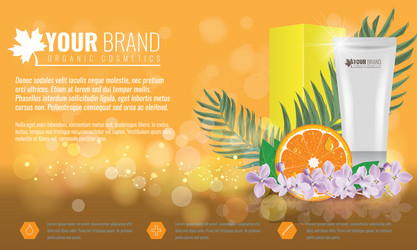 Orange cosmetics product ads poster template Vector Image