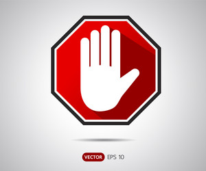Stop hand octagonal sign for prohibited Royalty Free Vector