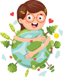 Cute boy gathering plastic bottles for recycling Vector Image