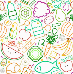 Green food seamless pattern vegetable fruits Vector Image