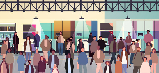 Multiethnic people group mix race men women crowd Vector Image