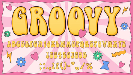 Hippie bohemian groovy postmodern funky font Vector Image