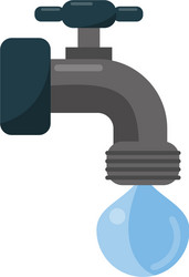 Water faucet with drop falling in bottle Vector Image
