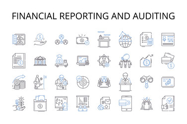 Portfolios and sheets line icons collection Vector Image