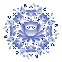Russian folk art pattern - gzhel ceramics style Vector Image