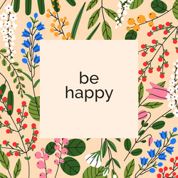 Spring floral frame nature card background design Vector Image