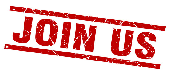 Square grunge red join us stamp Royalty Free Vector Image