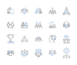 Total quality management outline icons collection Vector Image
