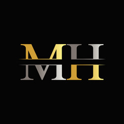 Initial mh letter logo design template gold Vector Image