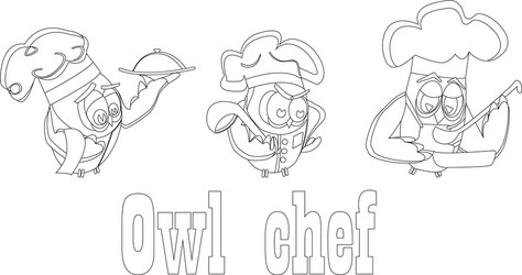 Funny owls set on a chef theme an isolated Vector Image