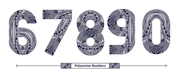 Polynesian Number Set - Tribal Style Royalty Free Vector