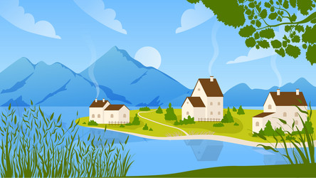 Village cartoon background Royalty Free Vector Image