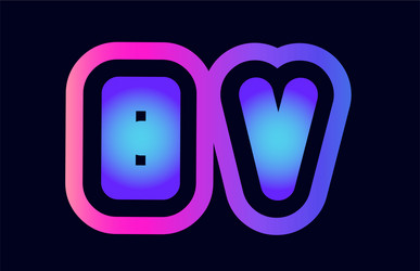 Bv b v spink blue gradient alphabet letter Vector Image