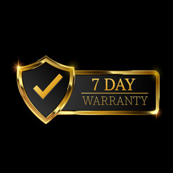 7 day warranty logo with golden shield Royalty Free Vector
