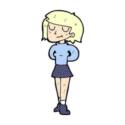 Comic cartoon pleased woman Royalty Free Vector Image