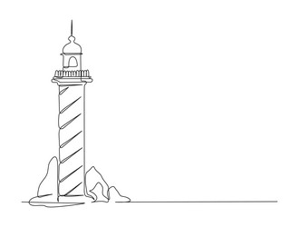 Continuous one line drawing of lighthouse tower Vector Image