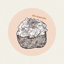 Negitoro gunkan hand draw sketch Royalty Free Vector Image