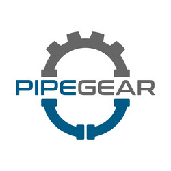 Plumbing gear with worker logo template Royalty Free Vector