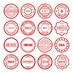 Set of postmarks and stamps Royalty Free Vector Image