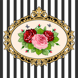 Vintage Roses Oval Frame Royalty Free Vector Image