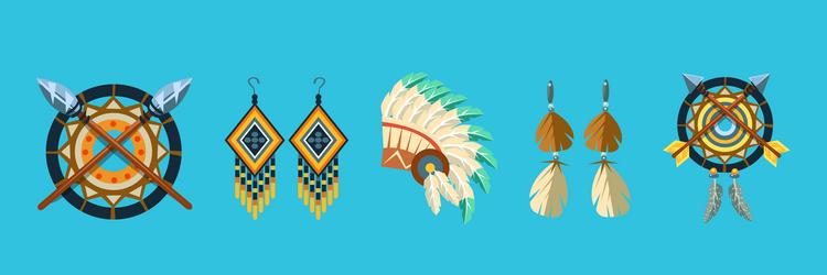 Ethnic indian symbol and tribal object set Vector Image