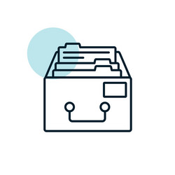 Filing cabinet outline icon workspace sign Vector Image