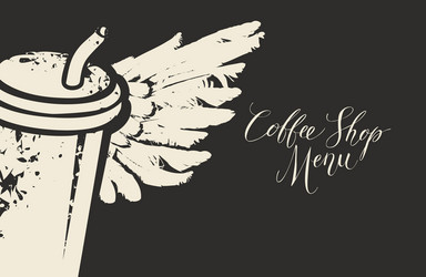 Single one line drawing cup of coffee with wings Vector Image