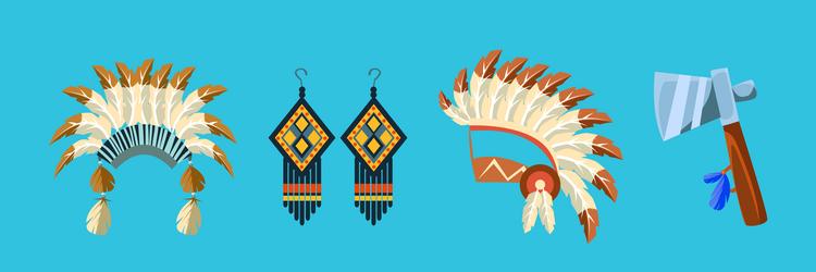Ethnic indian symbol and tribal object set Vector Image