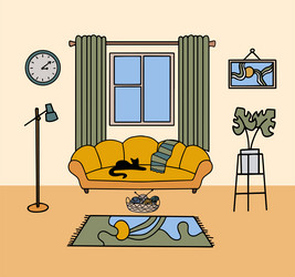 Living room graphic home interior sketch Vector Image