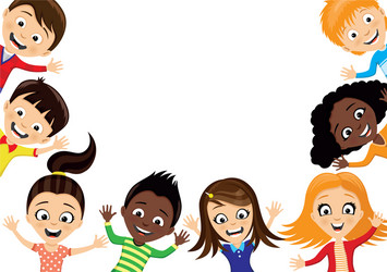 Children and rainbow Royalty Free Vector Image