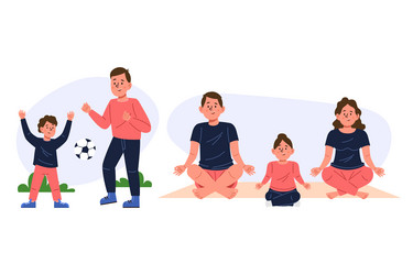 Hand drawn family scenes Royalty Free Vector Image