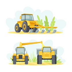 Agricultural farming machinery with plow Vector Image