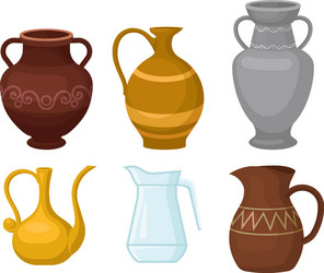 Ancient greek amphoric vases isolated Royalty Free Vector