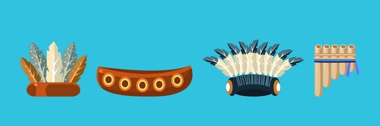 Ethnic indian symbol and tribal object set Vector Image