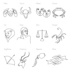 Astrological aquarius zodiac sign one line drawing