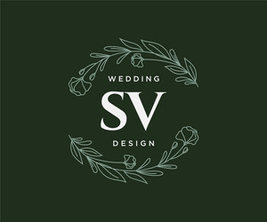 Sv initials letter wedding monogram logos Vector Image