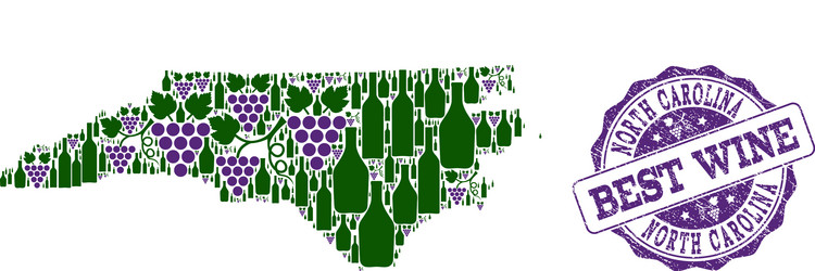 Collage of grape wine map north carolina state Vector Image