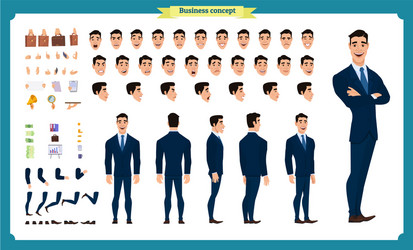 Front side back view animated character Royalty Free Vector
